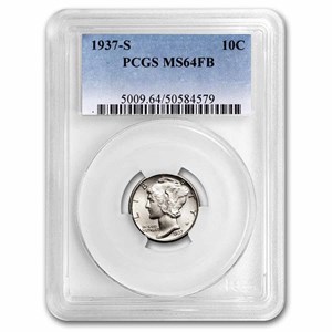 Buy 1937-S Mercury Dime MS-64 PCGS (Full Bands) | APMEX
