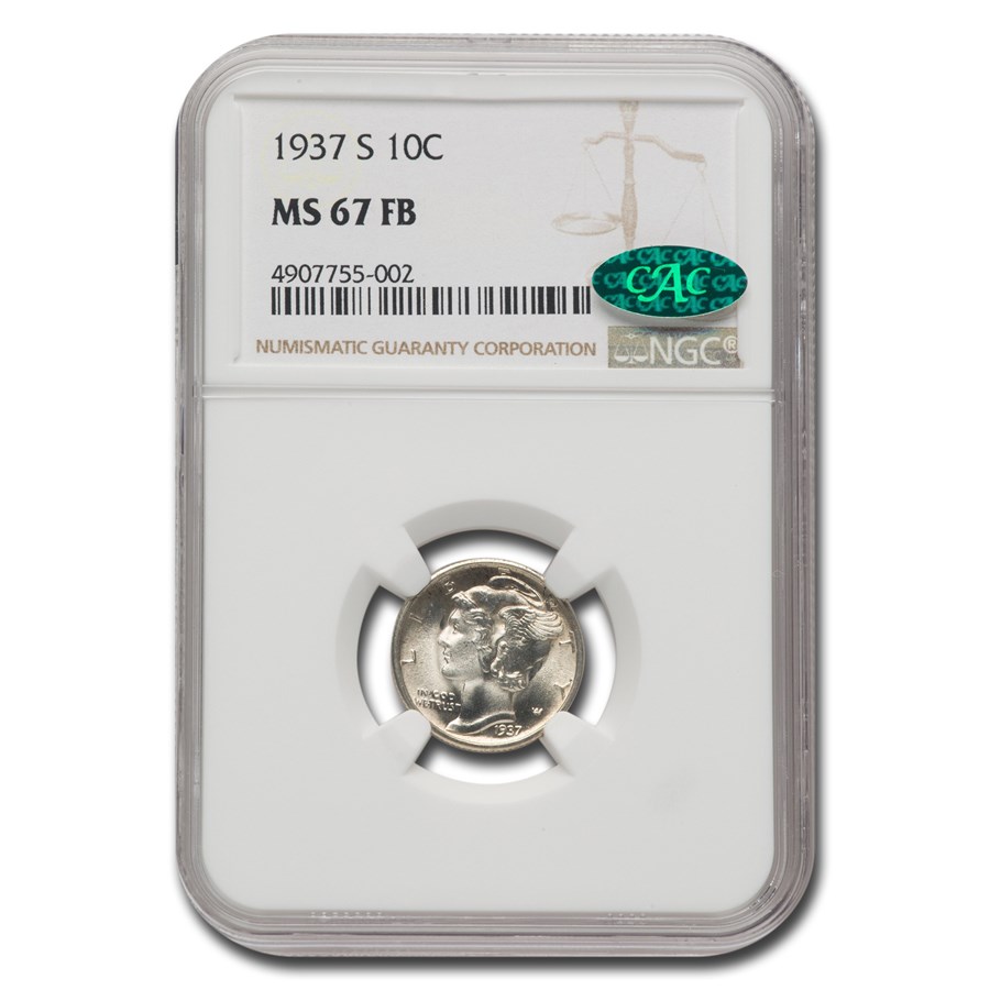 1937-S Mercury Dime MS-67 NGC CAC (FB)