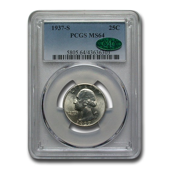 Buy 1937-S Washington Quarter MS-64 PCGS CAC | APMEX