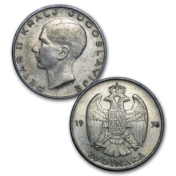 Buy 1938 Yugoslavia 2-Coin 20 & 50 Dinara Peter II Set | APMEX