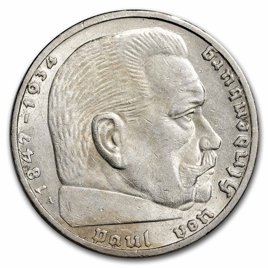 1939-A Nazi Germany Silver 2 Reichsmarks AU
