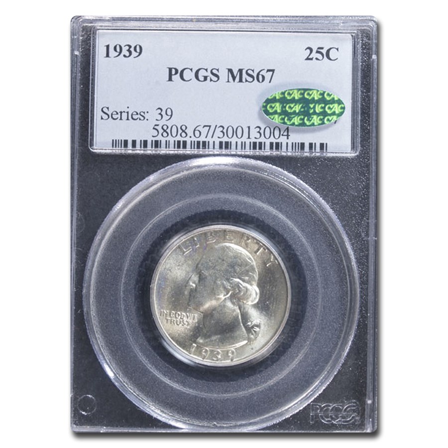 Buy 1939 Washington Silver Quarter MS-67 PCGS CAC | APMEX