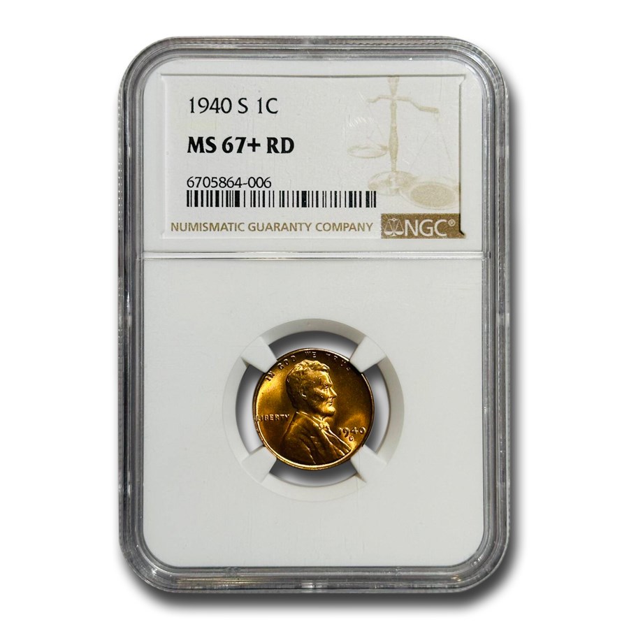 1940-S Lincoln Cent MS-67+ NGC (Red)