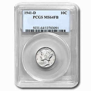 Buy 1941-D Mercury Dime MS-64 PCGS (FB) | APMEX