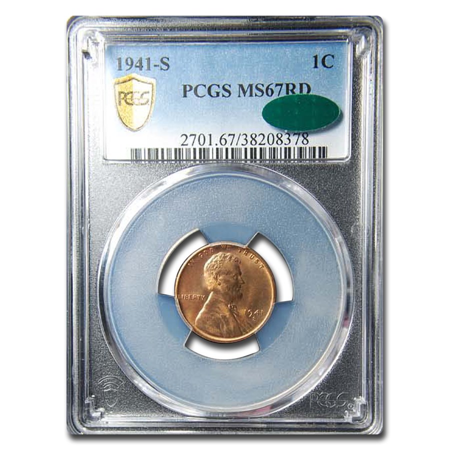 Buy 1941-S Lincoln Cent MS-67 PCGS CAC (Red) | APMEX