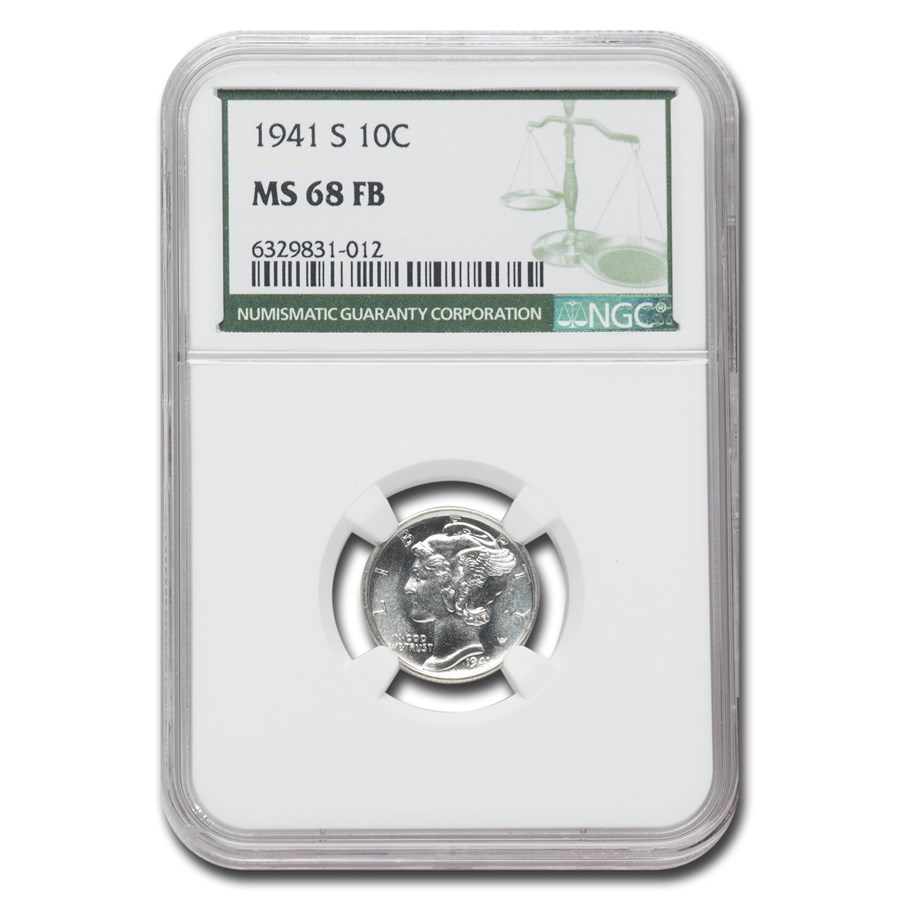 Buy 1941-S Mercury Dime MS-68 NGC (FB, Green Label) | APMEX