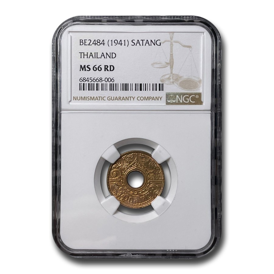 1941 Thailand 1 Satang MS-66 NGC (Red)