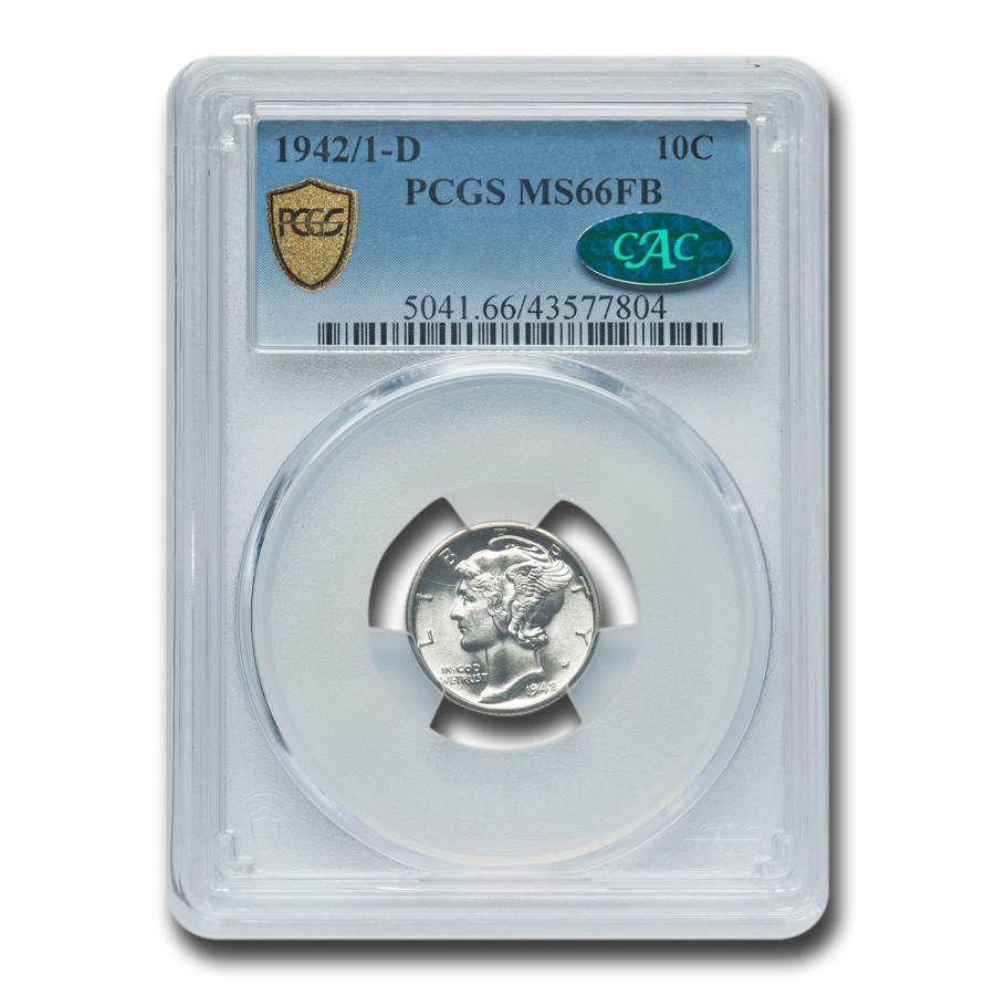 Buy 1942/1-D Mercury Dime MS-66 PCGS CAC (FB) | APMEX