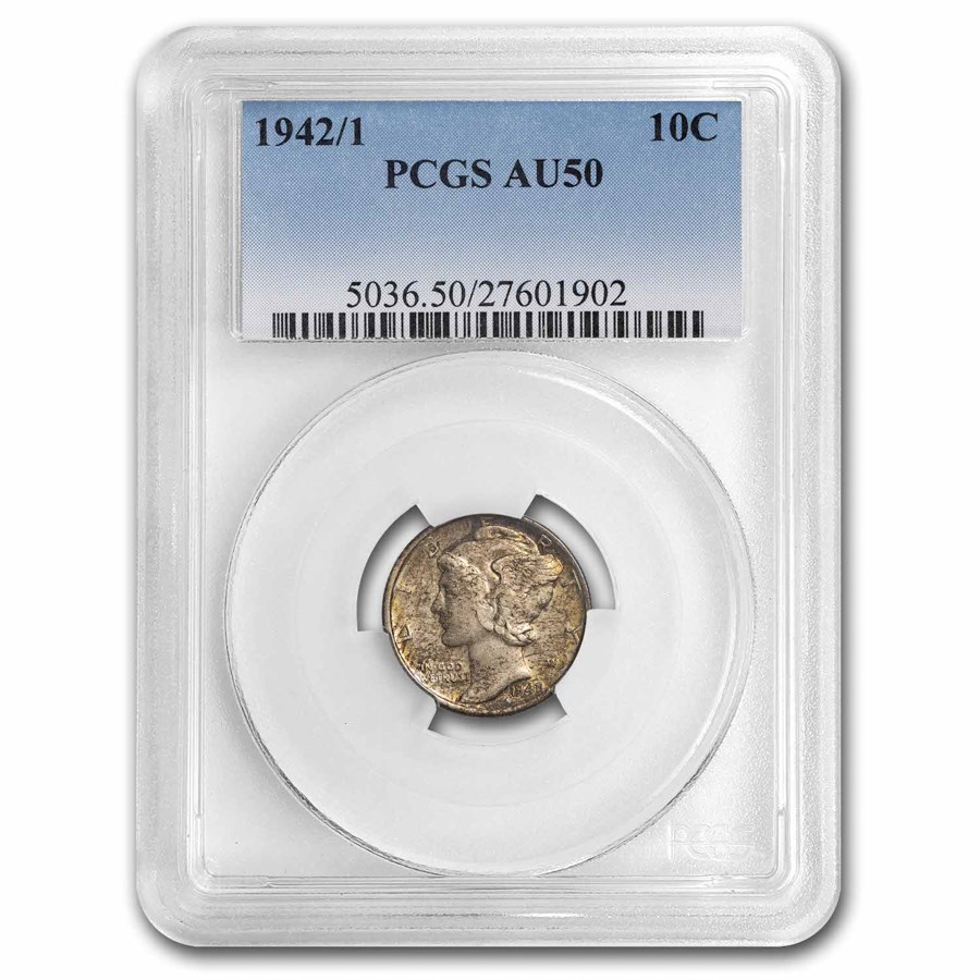 Buy 1942/1 Mercury Dime AU-50 PCGS | APMEX