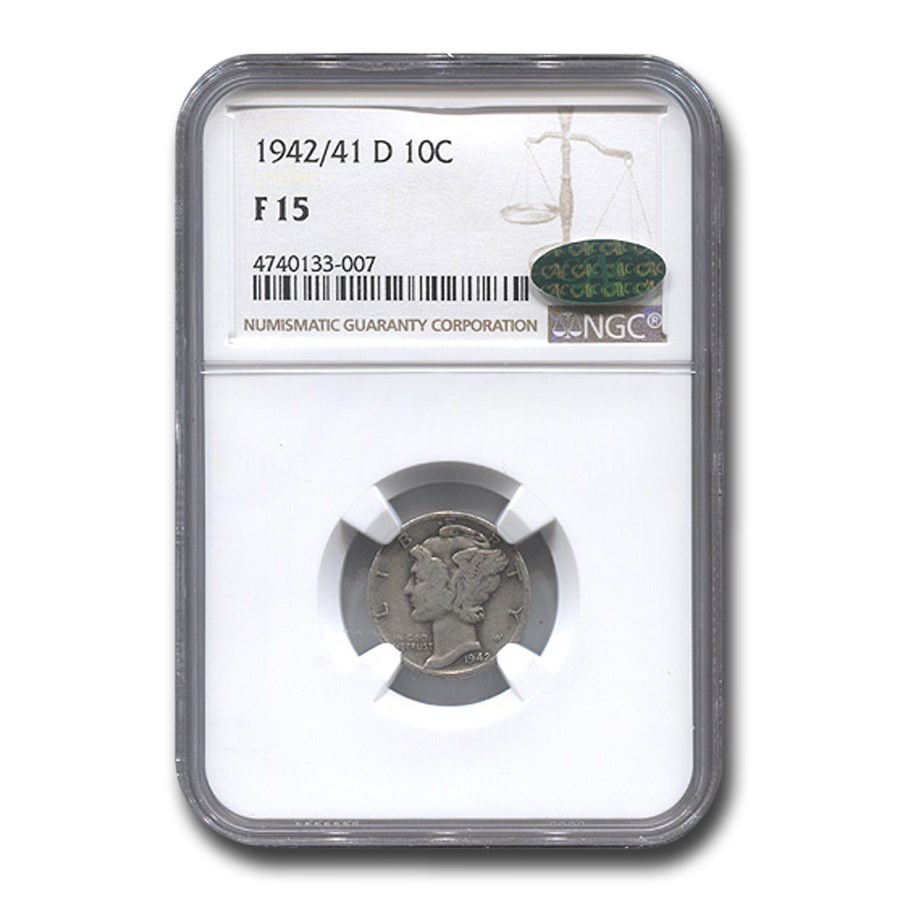 Buy 1942/41-D Mercury Dime Fine-15 NGC CAC | APMEX