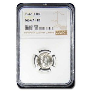 Buy 1942-D Mercury Dime Full Bands MS-67+ | APMEX