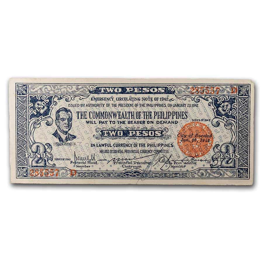 Buy 1942 Philippines Guerilla Currency 2 Pesos Note VF | APMEX