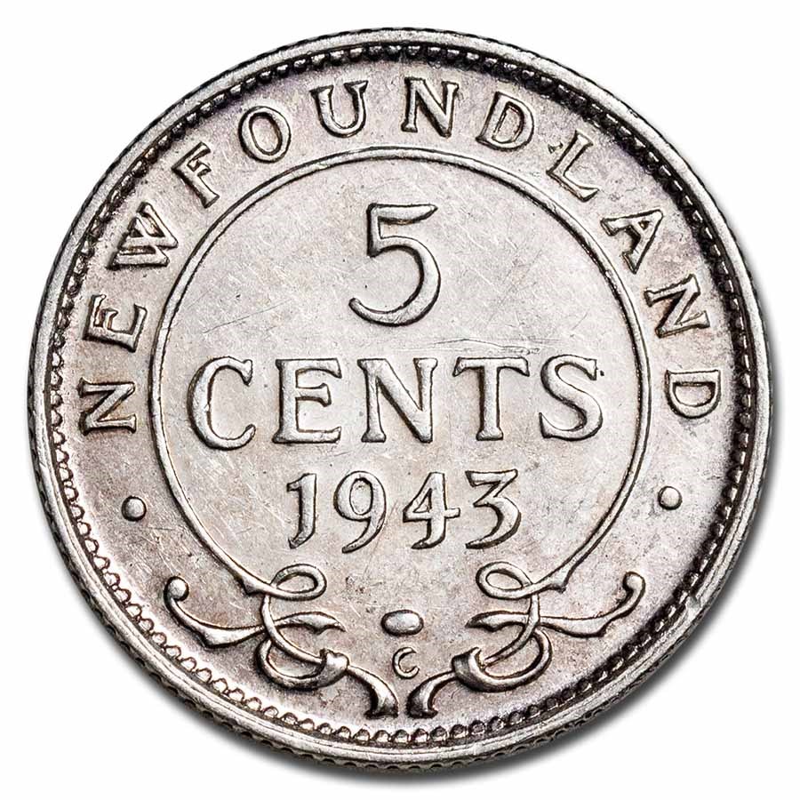 Buy 1943-C Newfoundland Silver 5 Cents George VI AU | APMEX