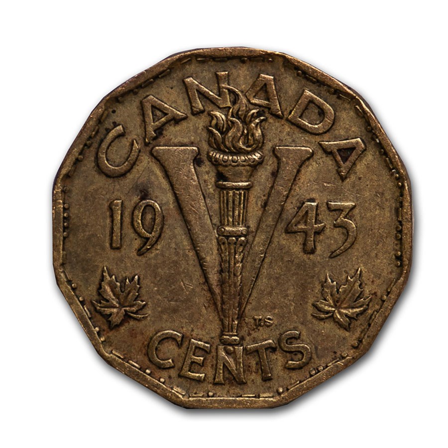 Buy 1943 Canada Tombac Brass 5 Cents Avg Circ (Torch on "V") | APMEX