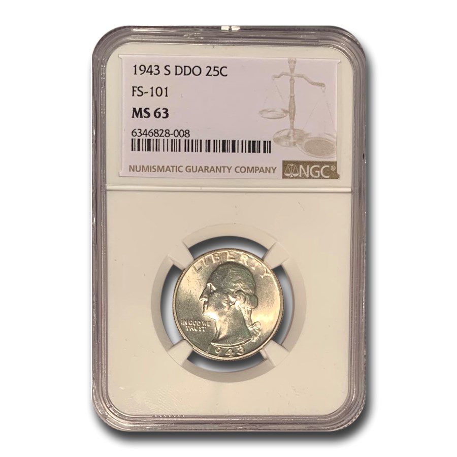 Buy 1943-S Washington Quarter MS-63 NGC (DDO, FS-101) | APMEX