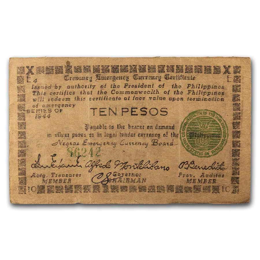 Buy 1944 Philippines Guerilla Currency 10 Pesos Note VF | APMEX