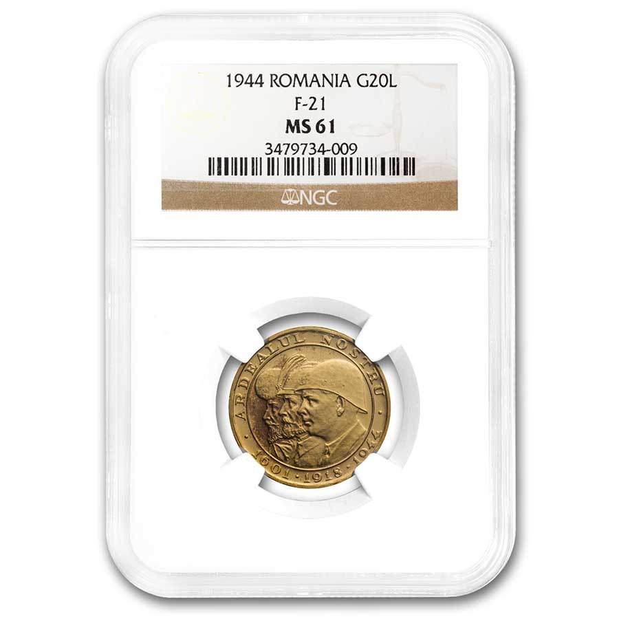 Buy 1944 Romania Gold 20 Lei Three Kings MS-61 NGC | APMEX