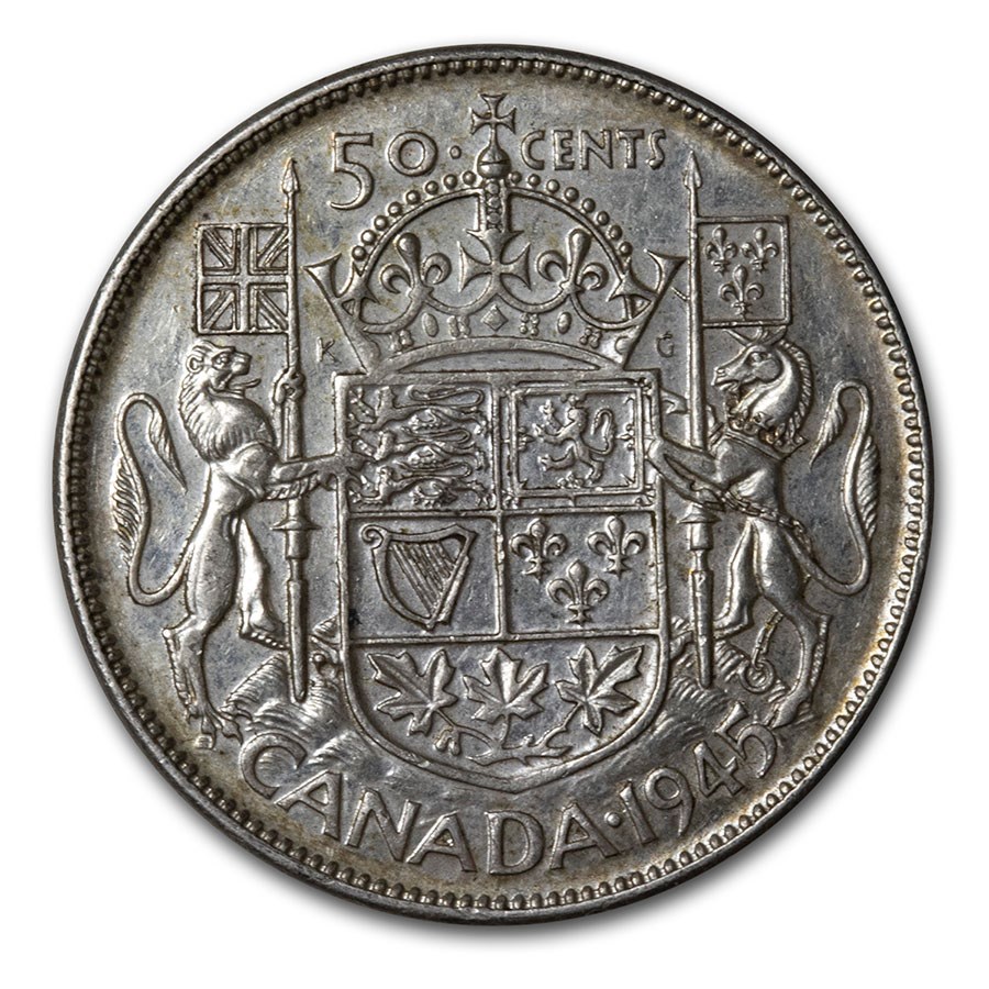 Buy 1945 Canada Silver 50 Cents George VI AU | APMEX