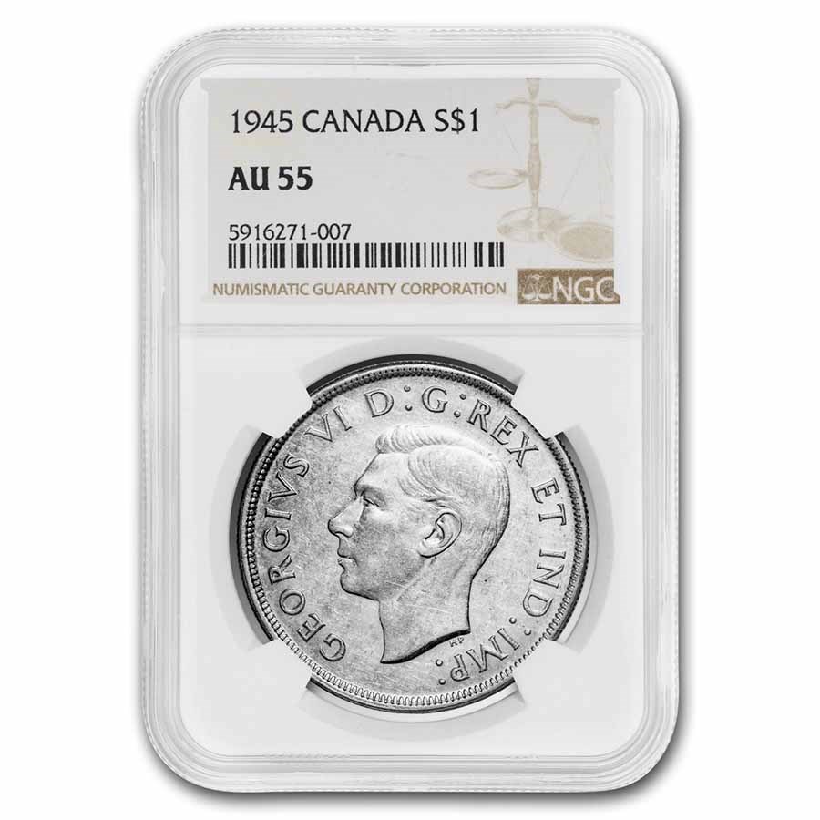 Buy 1945 Canada Silver Dollar George VI AU-55 NGC | APMEX