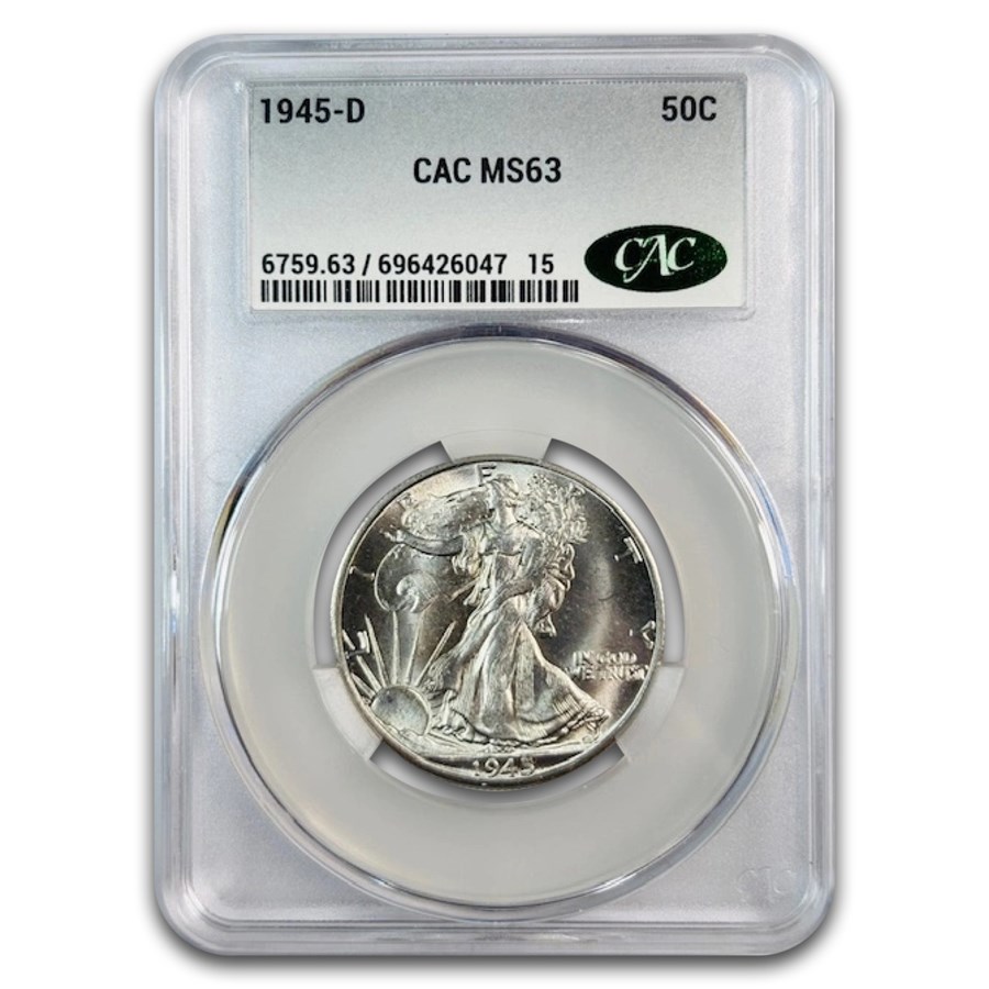 Buy 1945-D Walking Liberty Half Dollar MS-63 CACG | APMEX