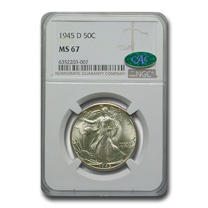 Buy 1945-D Walking Liberty Half Dollar MS-67 CAC | APMEX