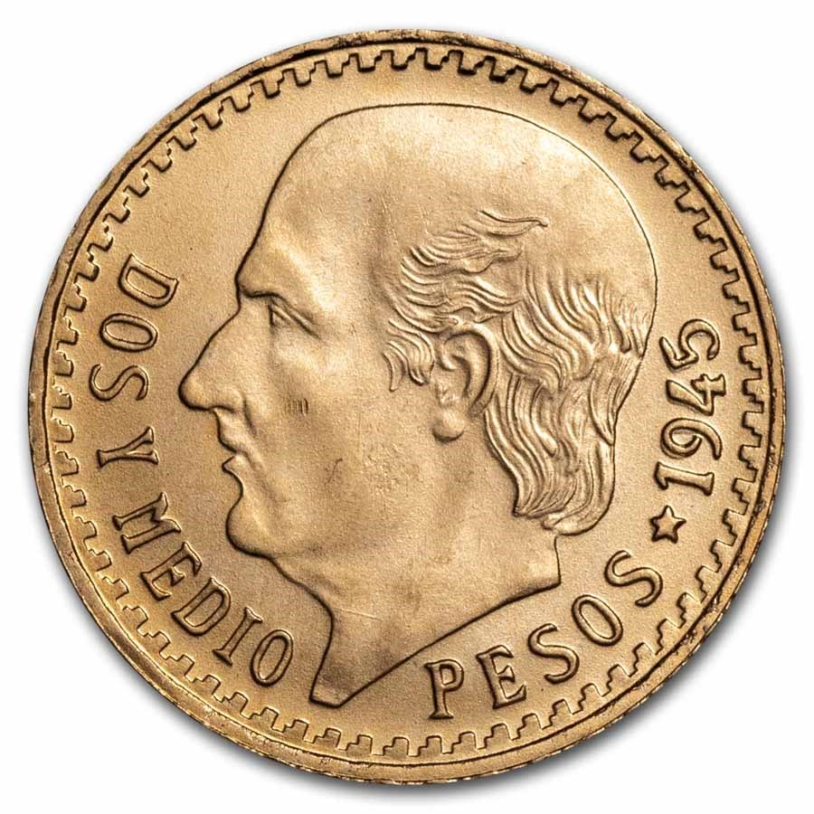 1945 Mexico Gold 2 1/2 Pesos BU (New Die Restrikes)