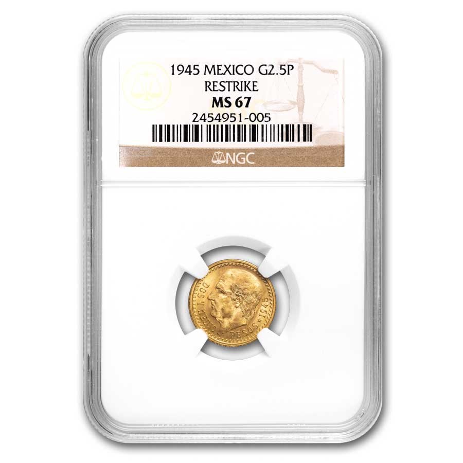 1945 Mexico Gold 2 1/2 Pesos MS-67 NGC