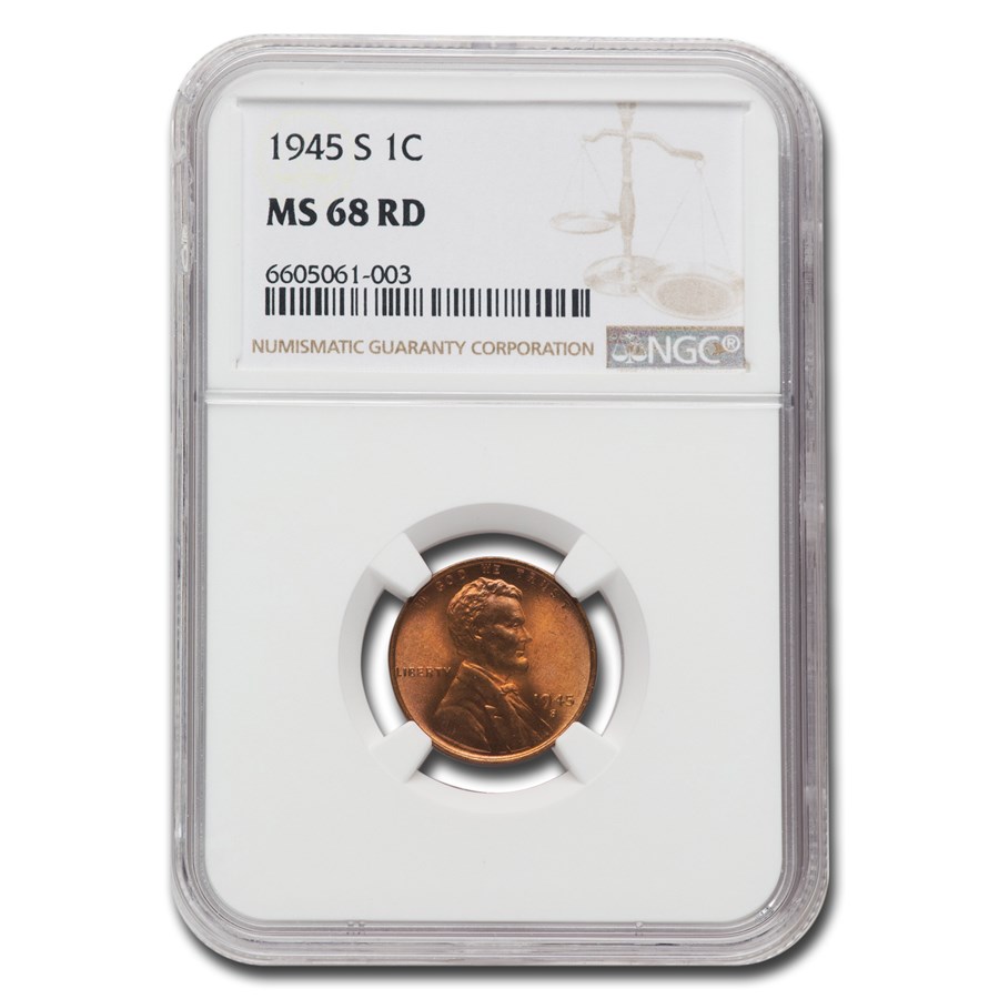 1945-S Lincoln Cent MS-68 NGC (Red)