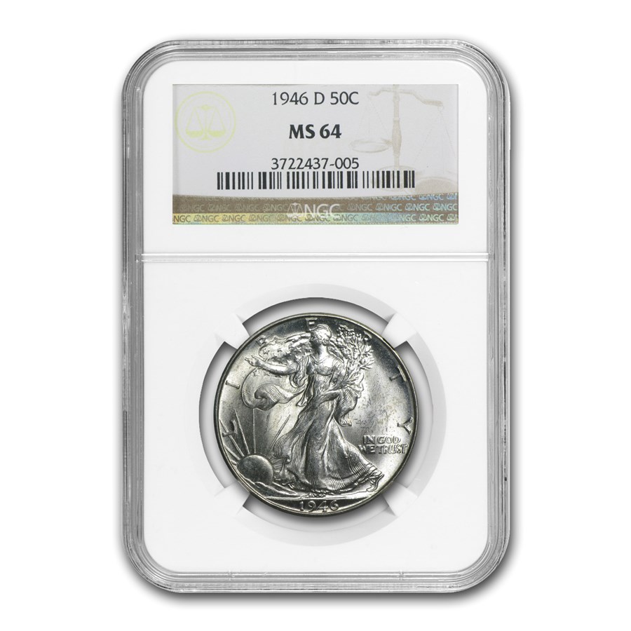 Buy 1946-D Walking Liberty Half Dollar MS-64 NGC | APMEX