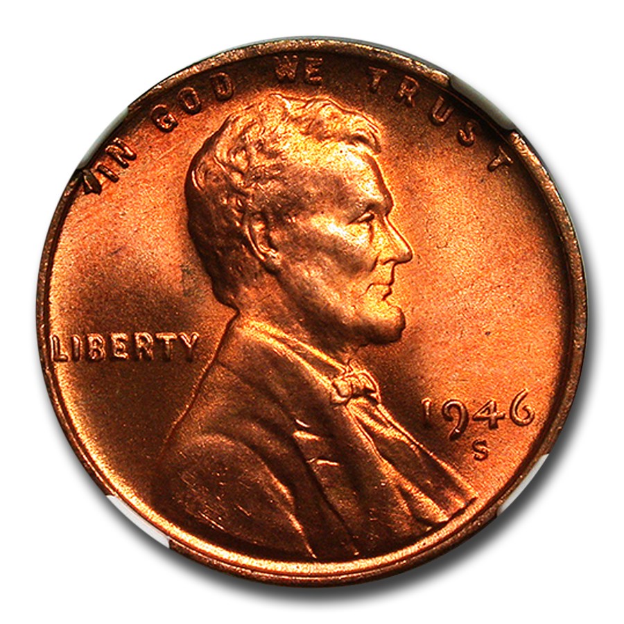 1946-S Lincoln Cent MS-67+ NGC (Red)