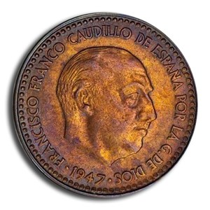 1947 (56) Spain Peseta Francisco Franco AU-55 PCGS