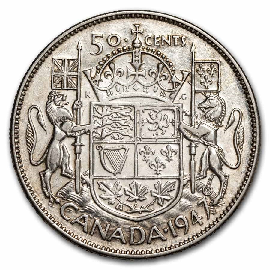 Buy 1947 Canada Silver 50 Cents AU (Maple, Straight 7) | APMEX