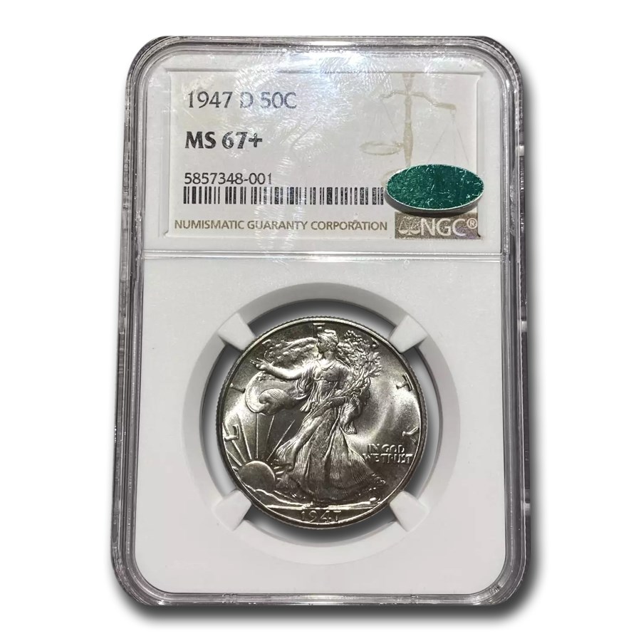 Buy 1947-D Walking Liberty Half Dollar MS-67+ NGC CAC | APMEX