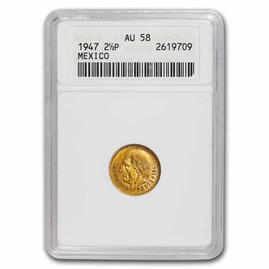 Buy 1947 Mexico Gold 2 1/2 Pesos AU-58 ANACS | APMEX