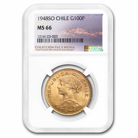 1948-So Chile Gold 100 Pesos MS-66 NGC