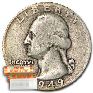 Buy 1949-D Washington Quarter 40-Coin Roll Avg Circ | APMEX