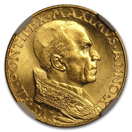 Buy 1949 Vatican City Gold 100 Lire Pope Pius XII MS-65+ NGC | APMEX