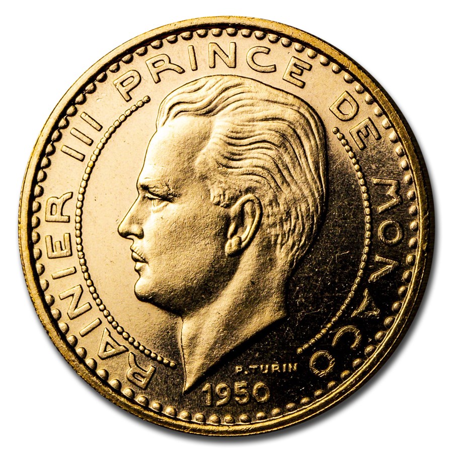 Buy 1950-A Monaco Gold 100 Francs Rainer III BU Details (Cleaned) | APMEX