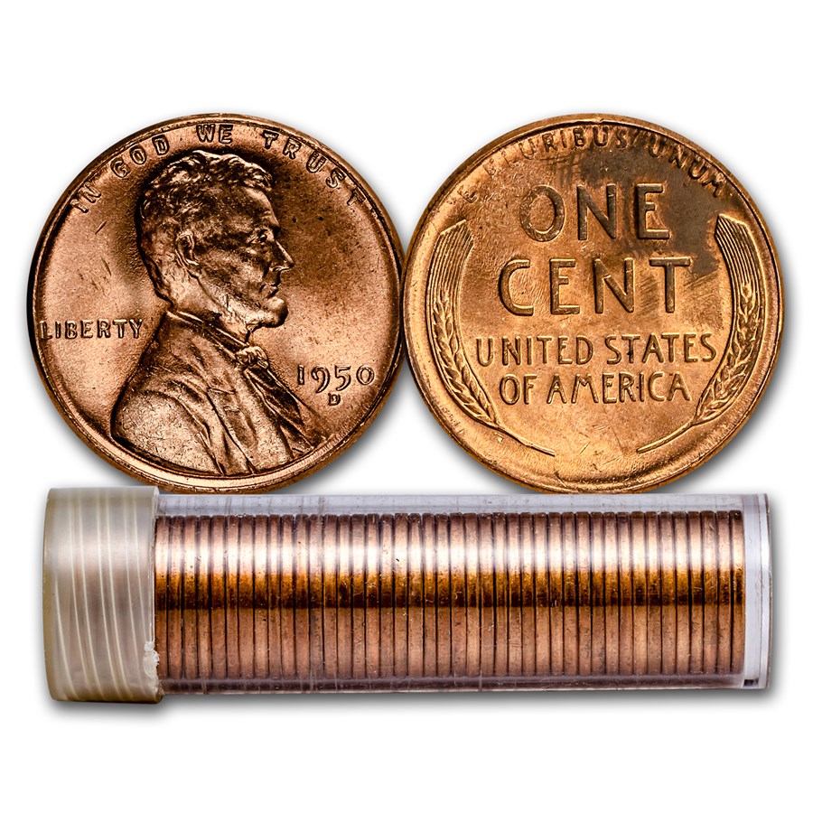 Buy 1950-D Lincoln Cent 50-Coin Roll BU | APMEX