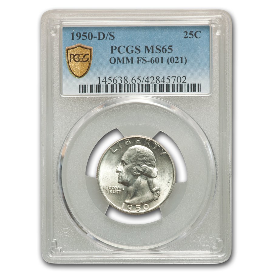 Buy 1950-D/S Washington Quarter MS-65 PCGS (OMM FS-601 (021)) | APMEX