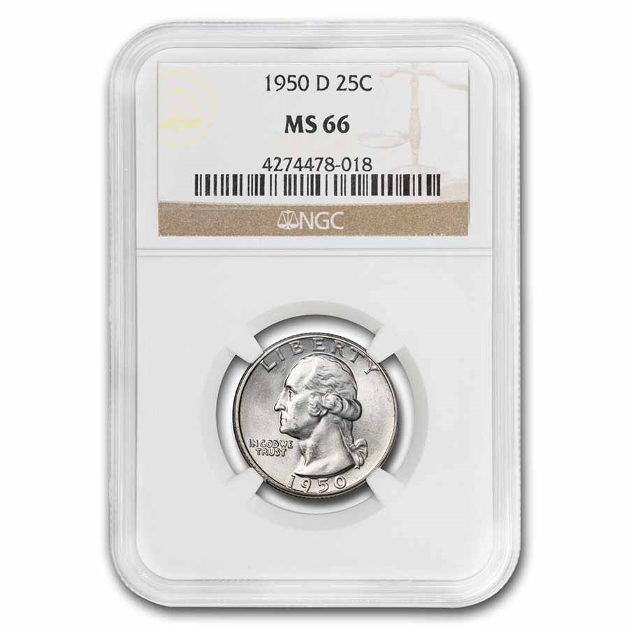 Buy 1950-D Washington Quarter MS-66 NGC | APMEX