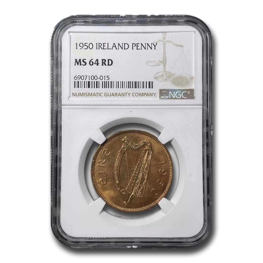 1950 Ireland Penny MS-64 NGC (Red)