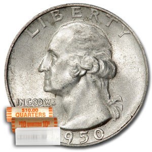 Buy 1950-S Washington Quarter 40-Coin Roll BU | APMEX