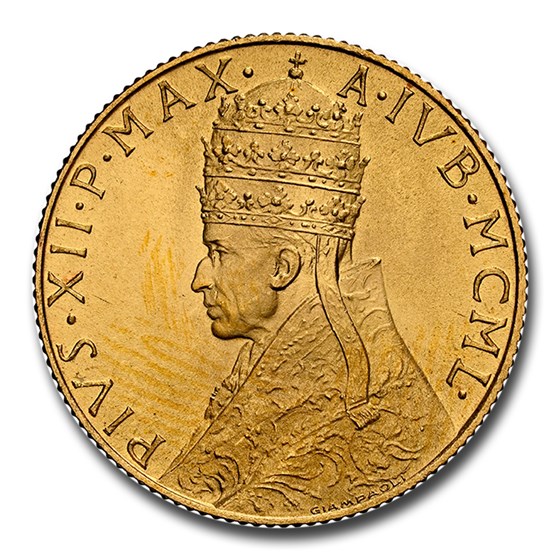 1950 Vatican City Gold 100 Lire Pius XII MS-67 NGC