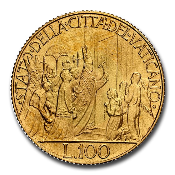 1950 Vatican City Gold 100 Lire Pius XII MS-67 NGC