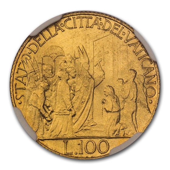 Buy 1950 Vatican City Gold 100 Lire Pope Pius XII MS-66 NGC | APMEX