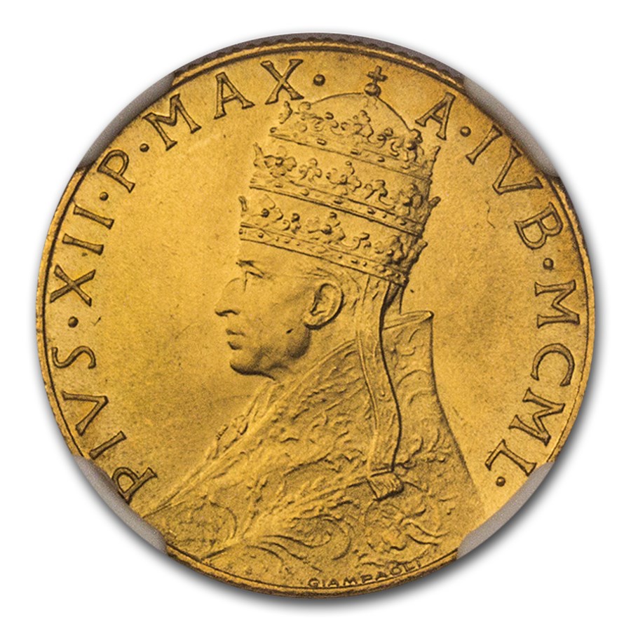 Buy 1950 Vatican City Gold 100 Lire Pope Pius XII MS-66 NGC | APMEX