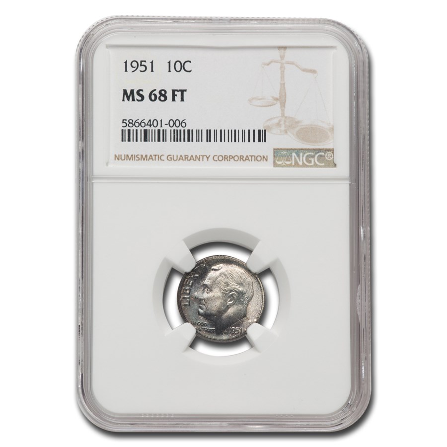 Buy 1951 Roosevelt Dime MS-68 NGC (FT) | APMEX
