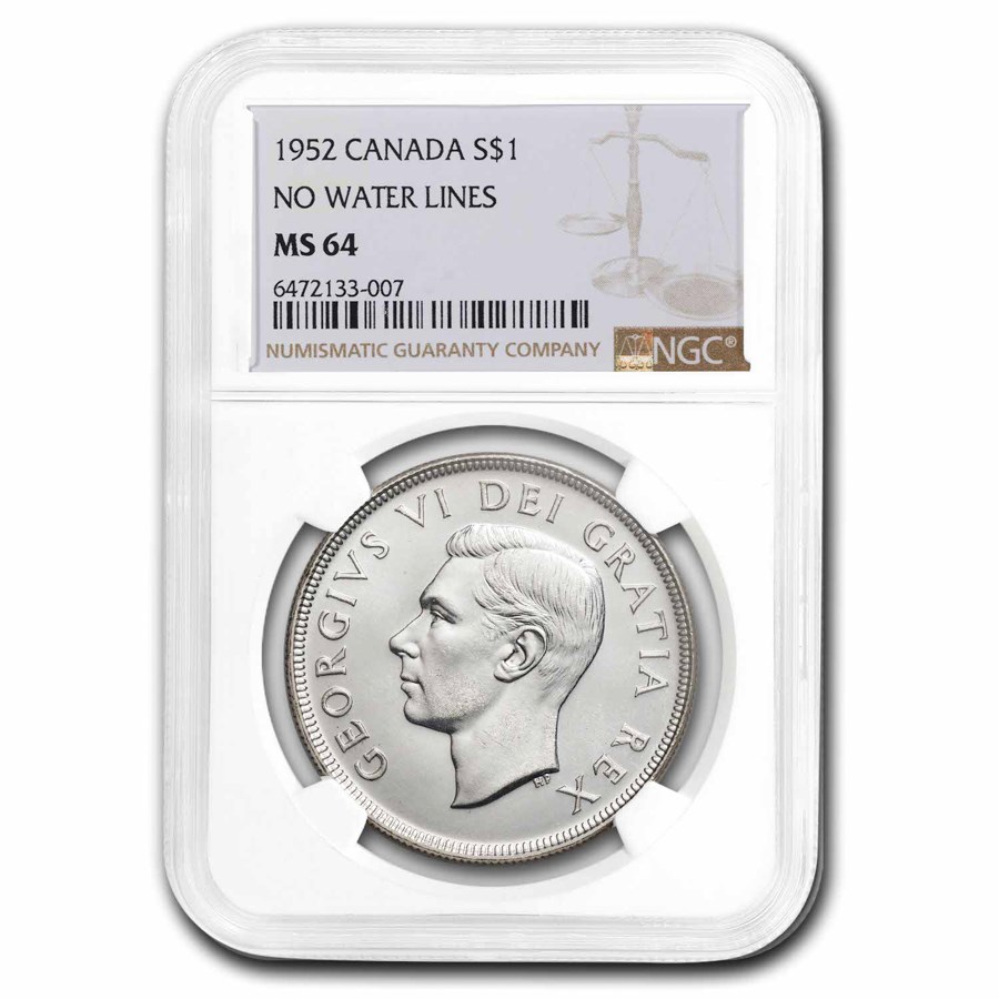 Buy 1952 Canada Silver Dollar George VI MS-64 NGC (No Water Lines) | APMEX