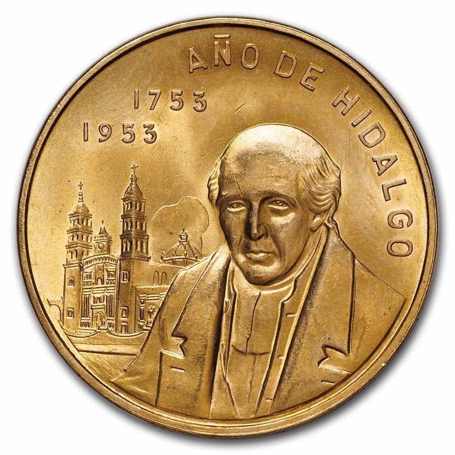 Buy 1953 Mexico Gold Medallic 20 Peso Birth of Hidalgo BU | APMEX
